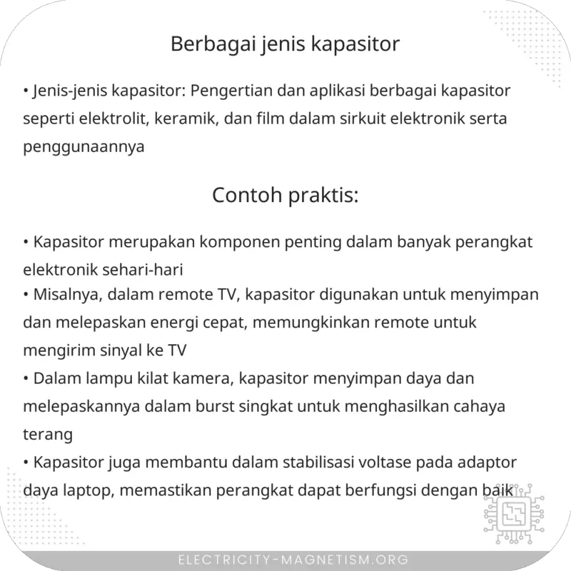 Berbagai Jenis Kapasitor – Electricity – Magnetism