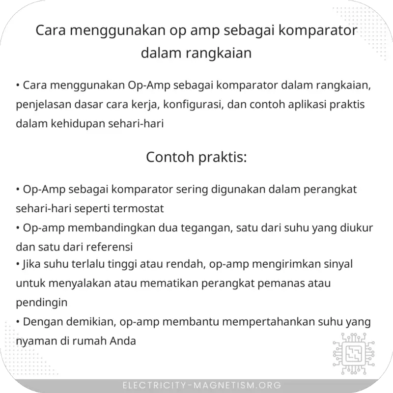 Cara Menggunakan Op-Amp sebagai Komparator dalam Rangkaian