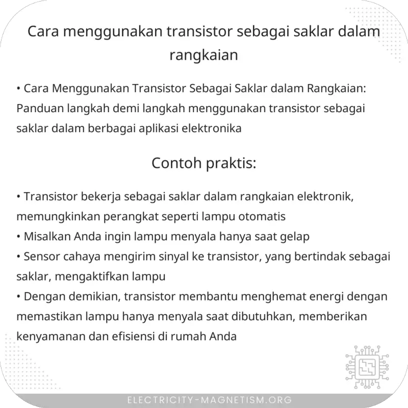Cara Menggunakan Transistor Sebagai Saklar dalam Rangkaian ...