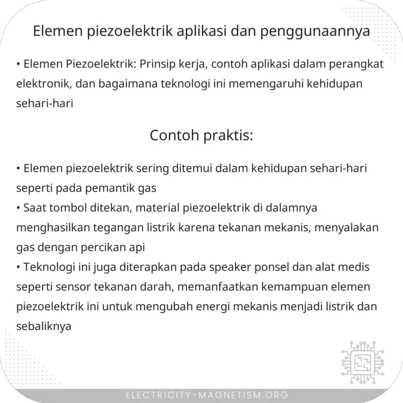 Elemen Piezoelektrik | Aplikasi dan Penggunaannya – Electricity – Magnetism