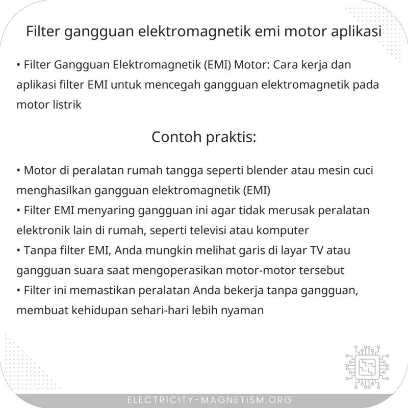 Filter Gangguan Elektromagnetik (EMI) Motor | Aplikasi – Electricity ...