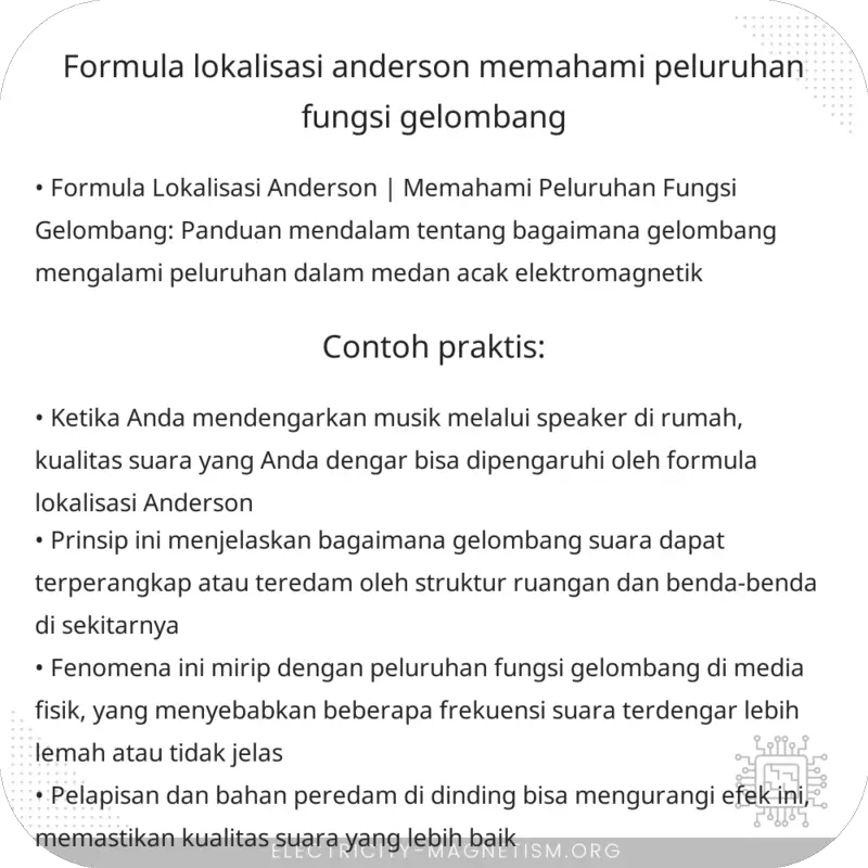 Formula Lokalisasi Anderson | Memahami Peluruhan Fungsi Gelombang