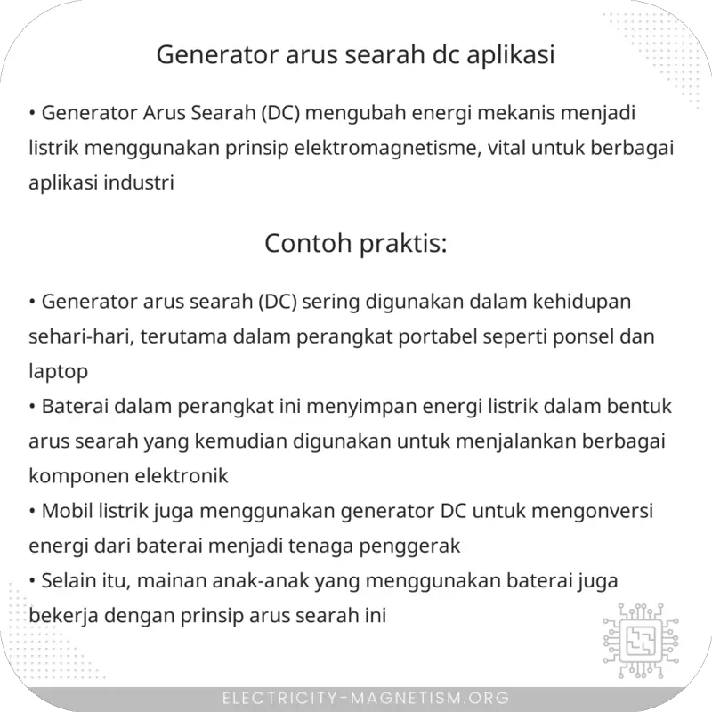 Generator Arus Searah (DC) | Aplikasi – Electricity – Magnetism