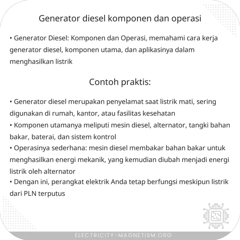 Generator Diesel | Komponen dan Operasi – Electricity – Magnetism
