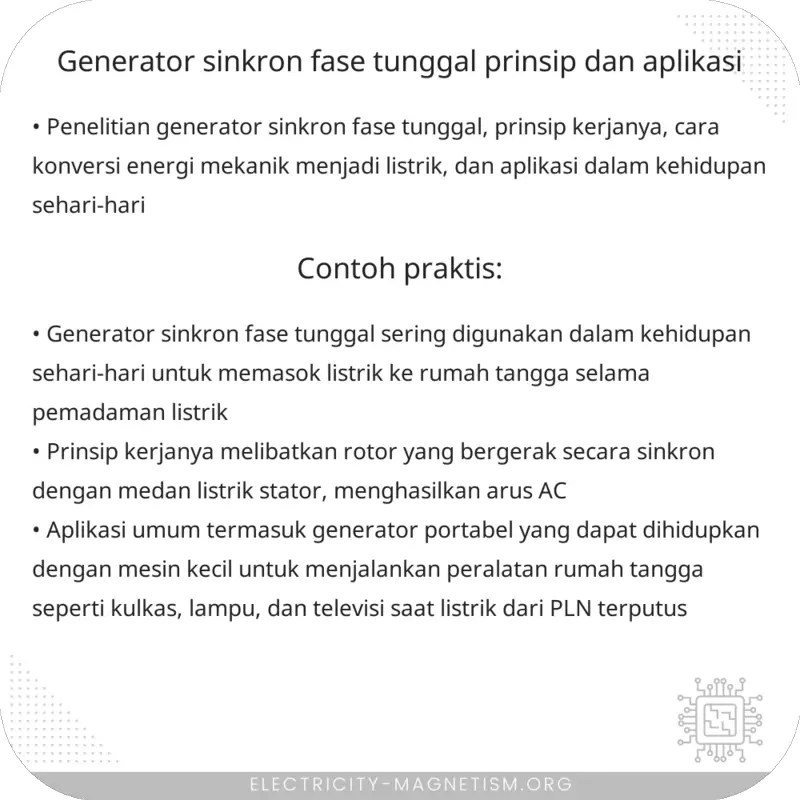 Generator Sinkron Fase Tunggal | Prinsip dan Aplikasi – Electricity ...