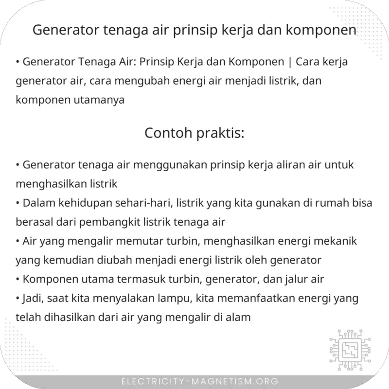Generator Tenaga Air | Prinsip Kerja dan Komponen – Electricity – Magnetism