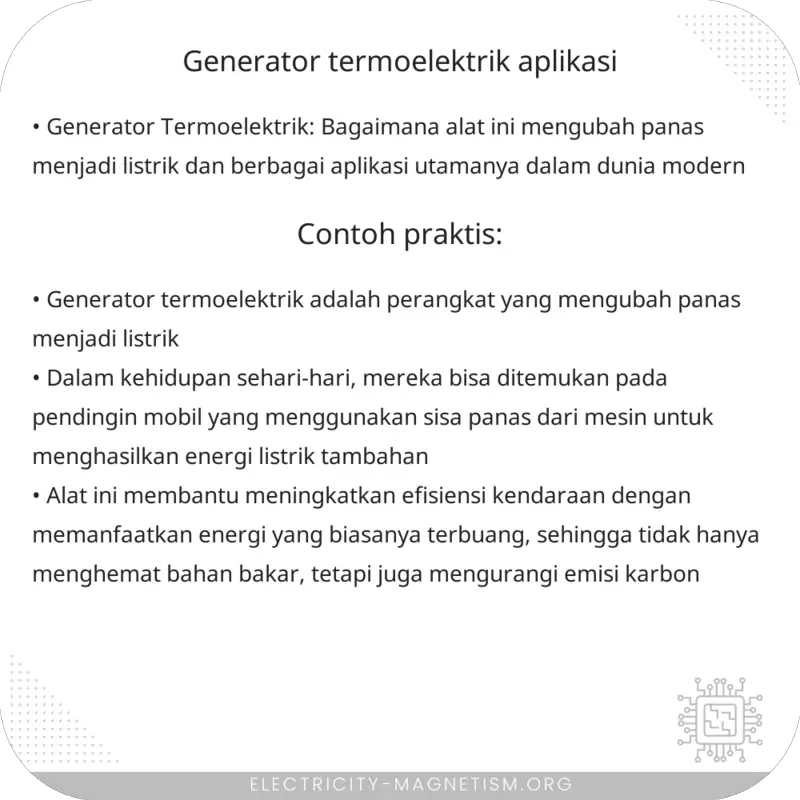 Generator Termoelektrik | Aplikasi – Electricity – Magnetism