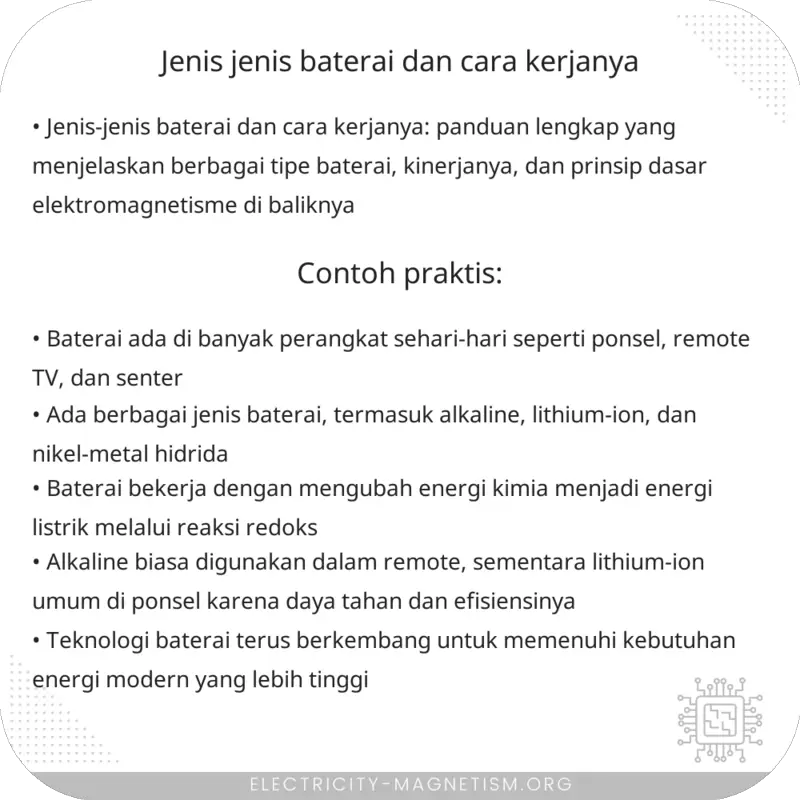 Jenis-Jenis Baterai dan Cara Kerjanya