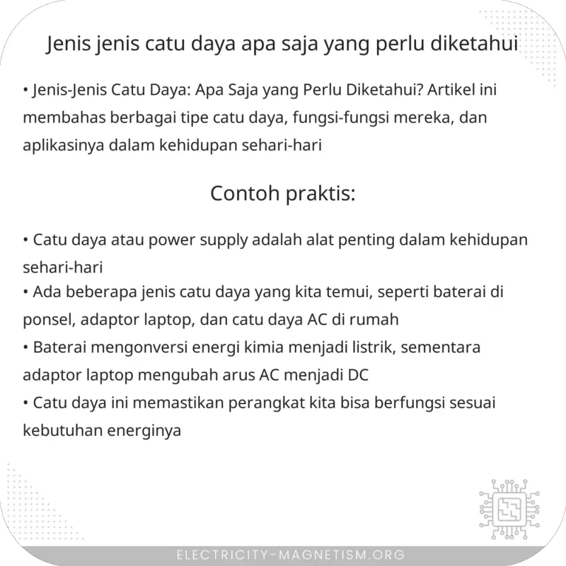 Jenis-Jenis Catu Daya: Apa Saja yang Perlu Diketahui?