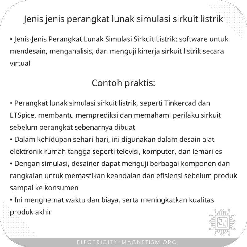 Jenis-Jenis Perangkat Lunak Simulasi Sirkuit Listrik