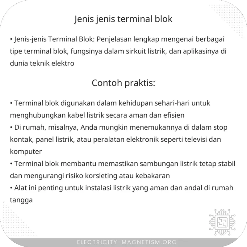 Jenis-jenis Terminal Blok – Electricity – Magnetism