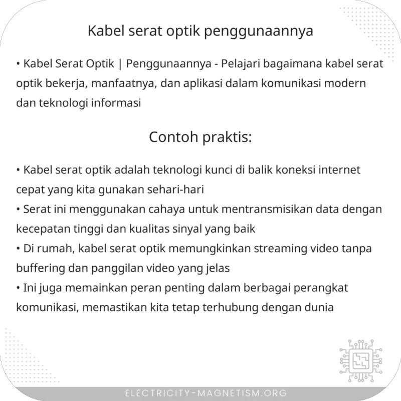 Kabel Serat Optik | Penggunaannya – Electricity – Magnetism