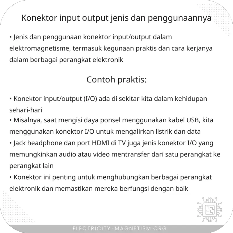 Konektor Input/Output | Jenis dan Penggunaannya – Electricity – Magnetism