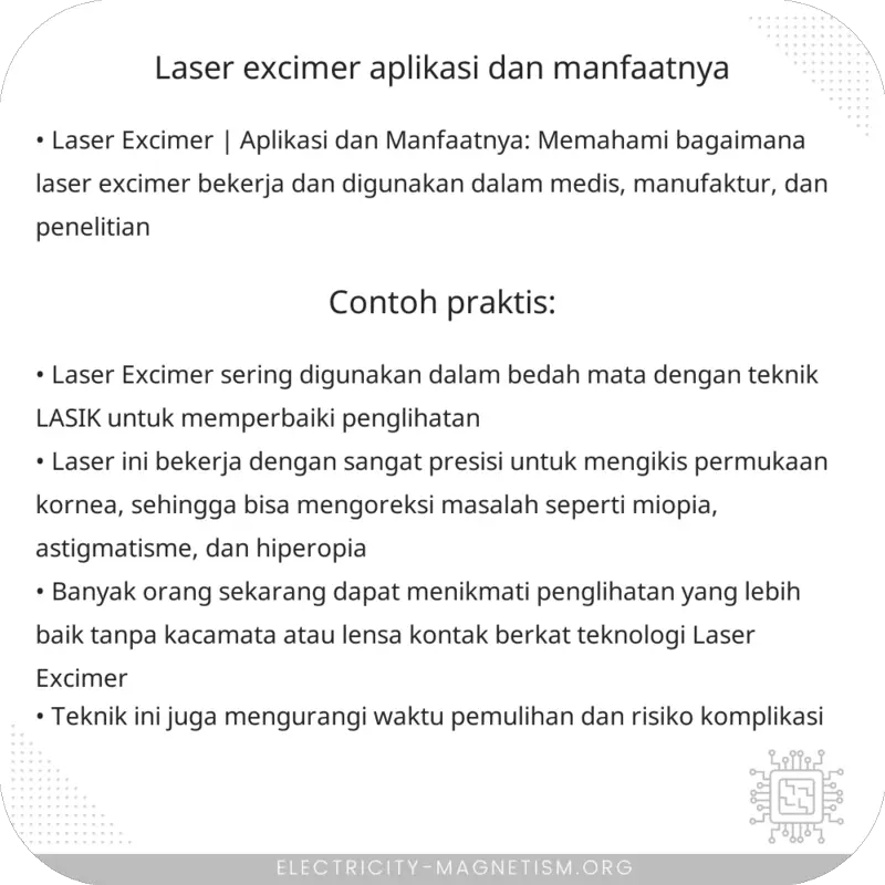 Laser Excimer | Aplikasi dan Manfaatnya