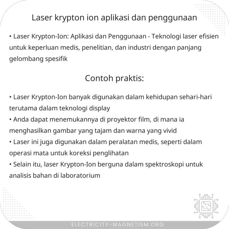 Laser Krypton-Ion | Aplikasi dan Penggunaan – Electricity – Magnetism