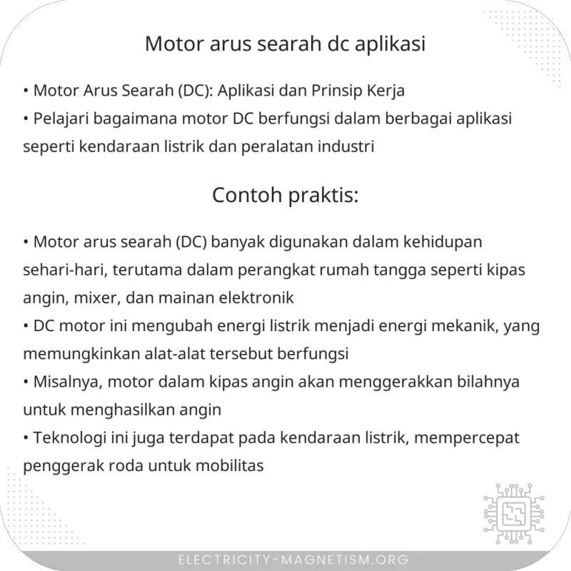 Motor Arus Searah (DC) | Aplikasi – Electricity – Magnetism