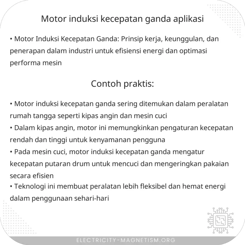 Motor Induksi Kecepatan Ganda | Aplikasi – Electricity – Magnetism