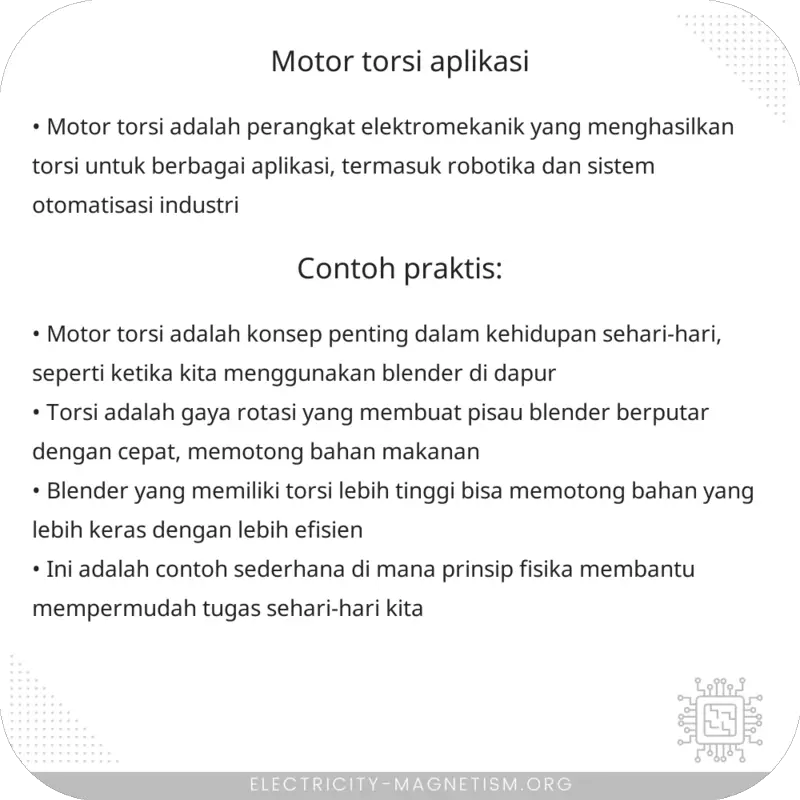 Motor Torsi | Aplikasi – Electricity – Magnetism