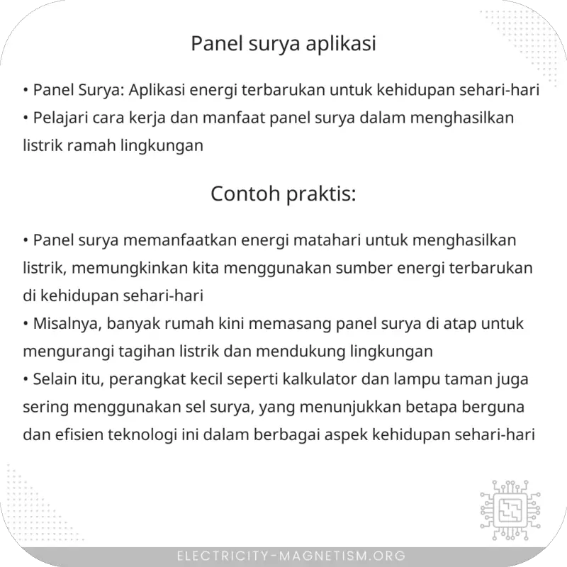Panel Surya | Aplikasi – Electricity – Magnetism