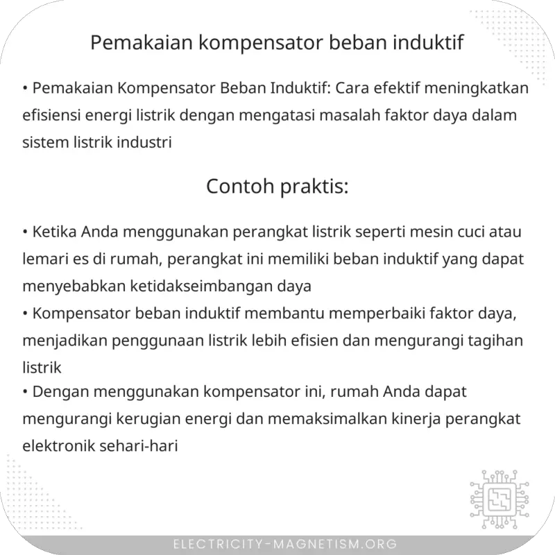 Pemakaian Kompensator Beban Induktif – Electricity – Magnetism