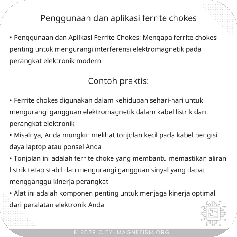 Penggunaan dan Aplikasi Ferrite Chokes – Electricity – Magnetism