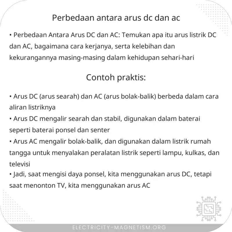 Perbedaan Antara Arus DC dan AC – Electricity – Magnetism