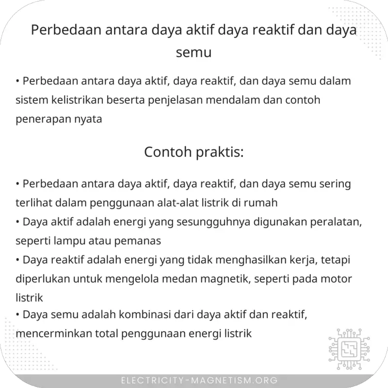 Perbedaan Antara Daya Aktif, Reaktif, dan Semu