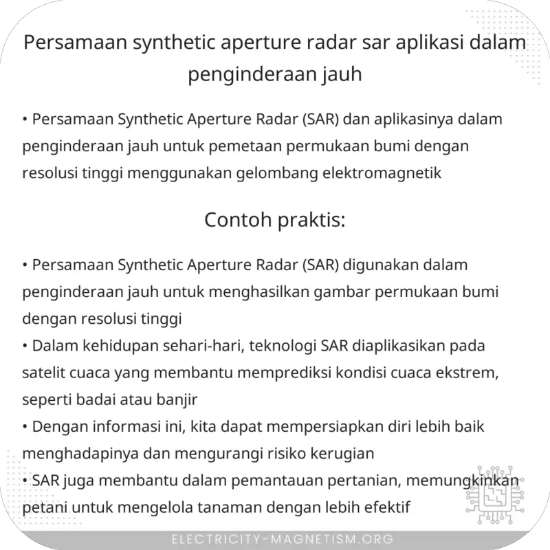 Persamaan Synthetic Aperture Radar Sar Aplikasi Dalam Penginderaan Jauh