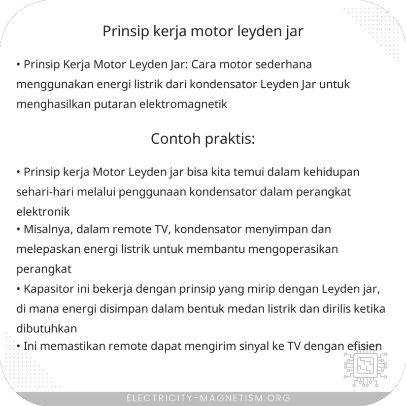 Prinsip Kerja Motor Leyden Jar – Electricity – Magnetism