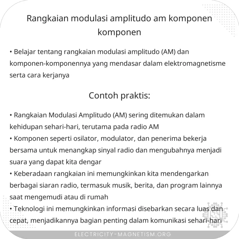 Rangkaian Modulasi Amplitudo (AM) | Komponen-komponen – Electricity ...
