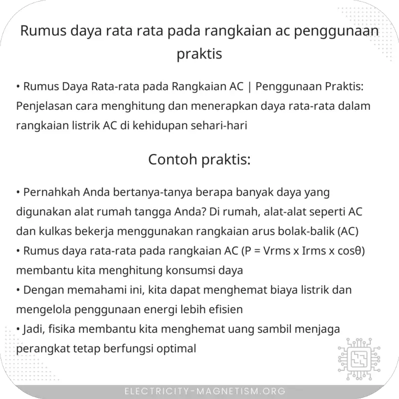 Rumus Daya Rata-rata pada Rangkaian AC | Penggunaan Praktis ...