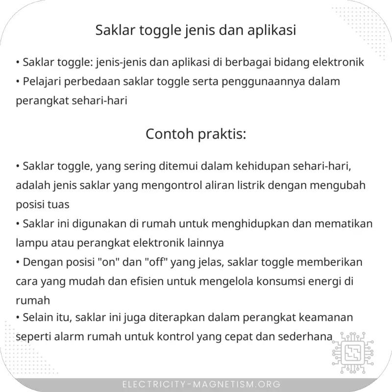 Saklar Toggle | Jenis dan Aplikasi – Electricity – Magnetism