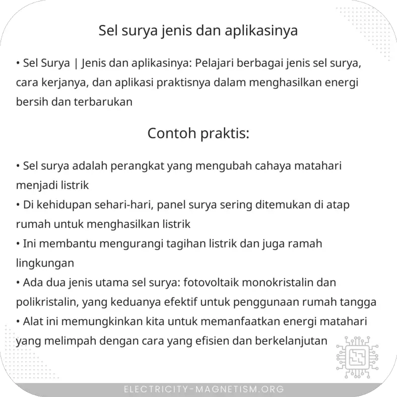 Sel Surya | Jenis dan Aplikasinya – Electricity – Magnetism