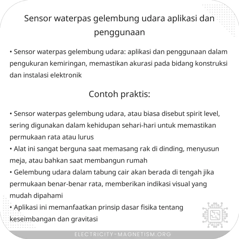 Sensor Waterpas Gelembung Udara | Aplikasi dan Penggunaan