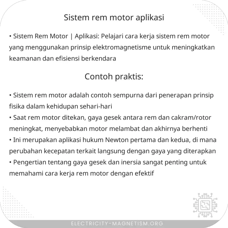 Sistem Rem Motor | Aplikasi