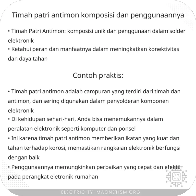 Timah Patri Antimon | Komposisi dan Penggunaannya