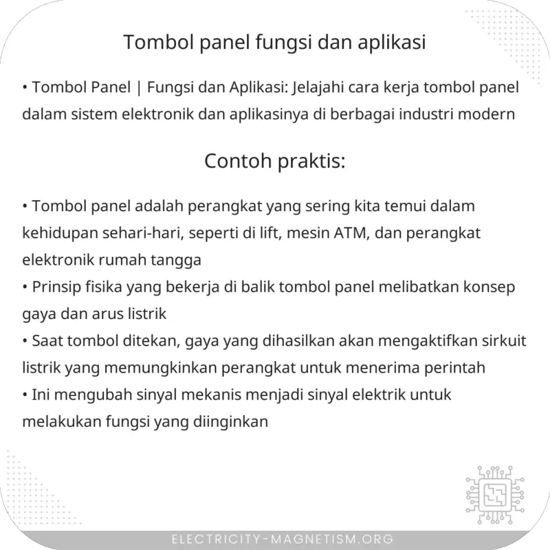 Tombol Panel | Fungsi dan Aplikasi – Electricity – Magnetism